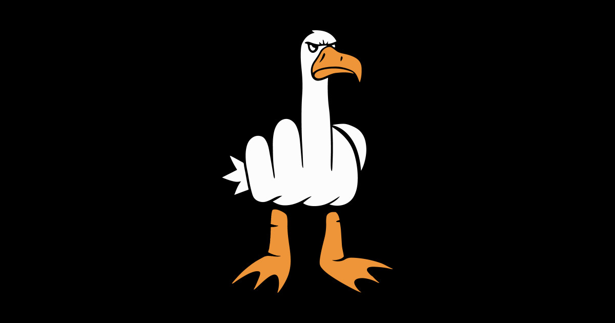 Rude Seagull Funny Middle Flipper Bird Design - Rude Seagull - Sticker ...