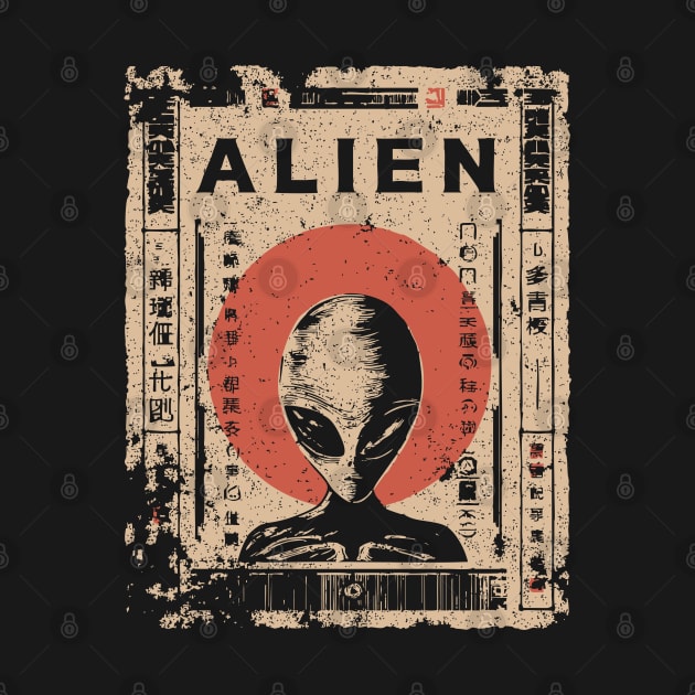 Vintage Alien Encounter Ukiyo-e Print - Alien - T-Shirt | TeePublic
