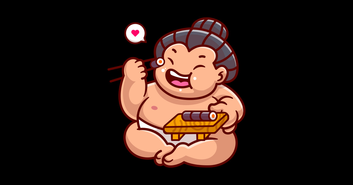 Cute Sumo Eating Sushi Cartoon - Cute Sumo Eating Sushi Cartoon - T ...
