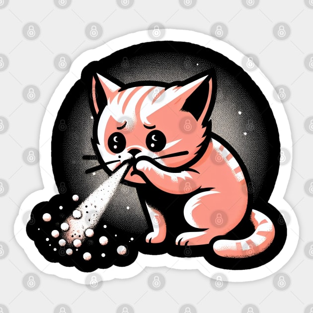 Cute Cat Coughing - Cat Coughing - Sticker | TeePublic