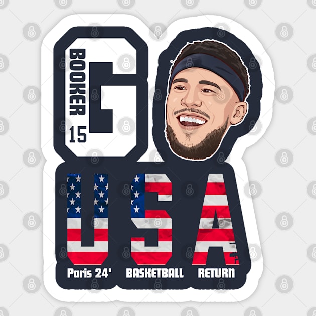 2024 Paris Olympics Devin Booker Go USA Basketball Cartoon - Devin ...