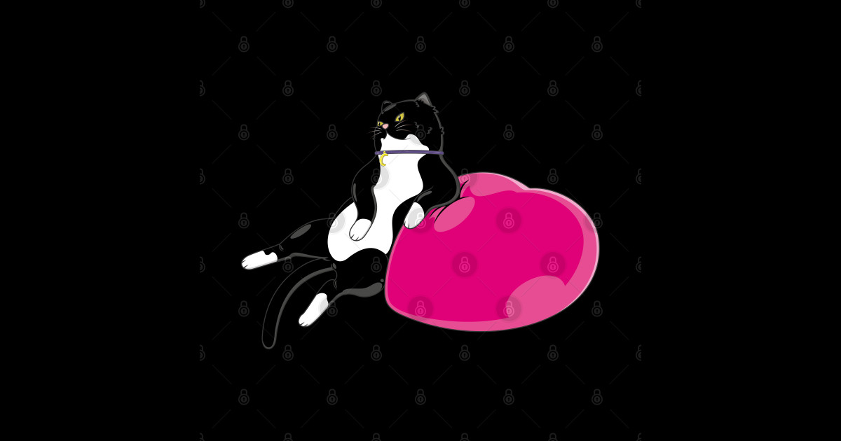 Cute Fat Tuxedo Cat With A Big Love Pillow - Tuxedo Cat - Sticker ...