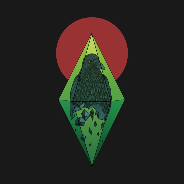 Geometric Crow in a diamond (tattoo style- Color version) - Crow - T ...