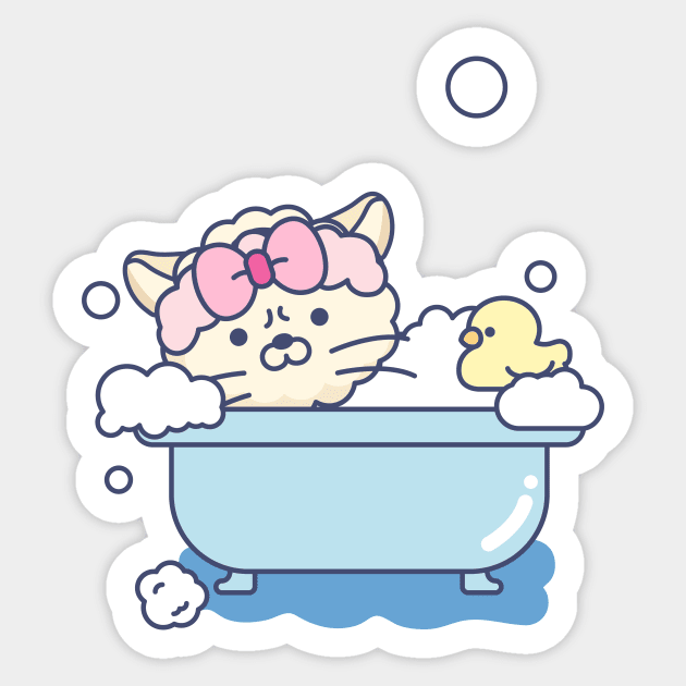 bathing cat - Bath - Sticker | TeePublic