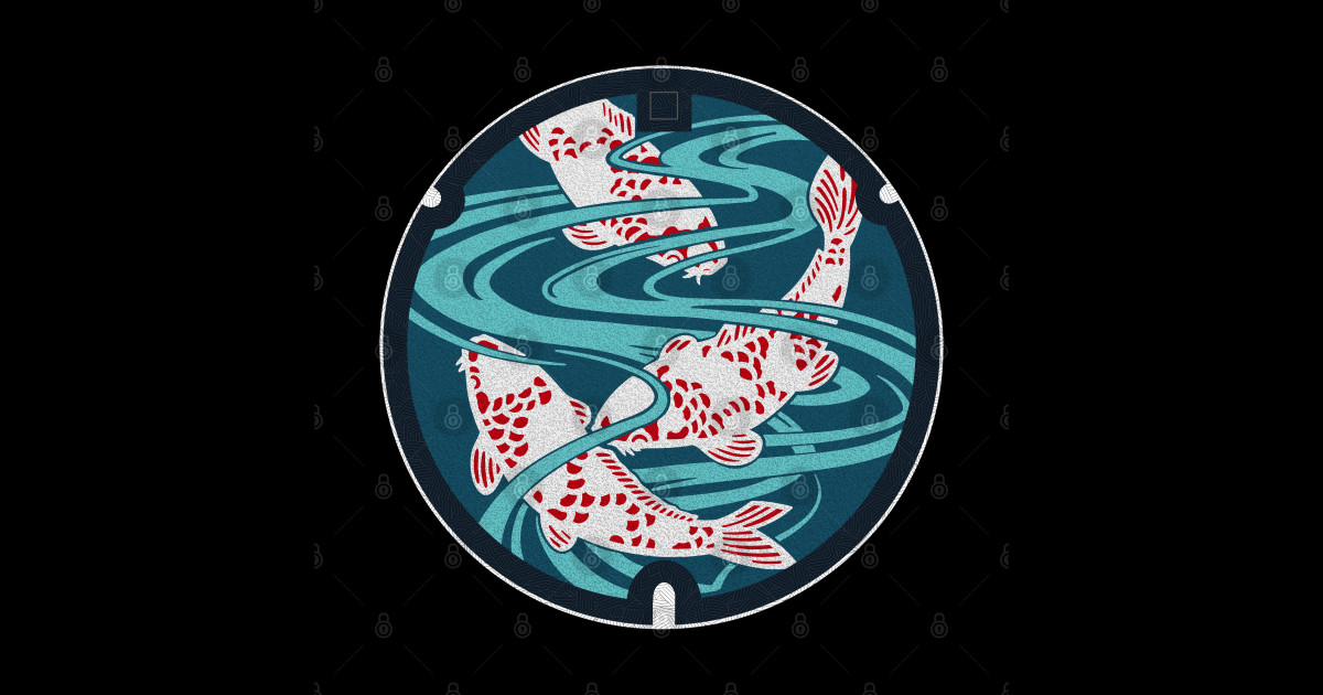 Ojiya City Manhole Cover Art - Koi Fish - Sticker | TeePublic