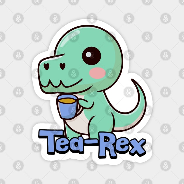 Tea-Rex! Cute Tea Drinking Dinosaur Cartoon - Cute Dinosaur Puns ...