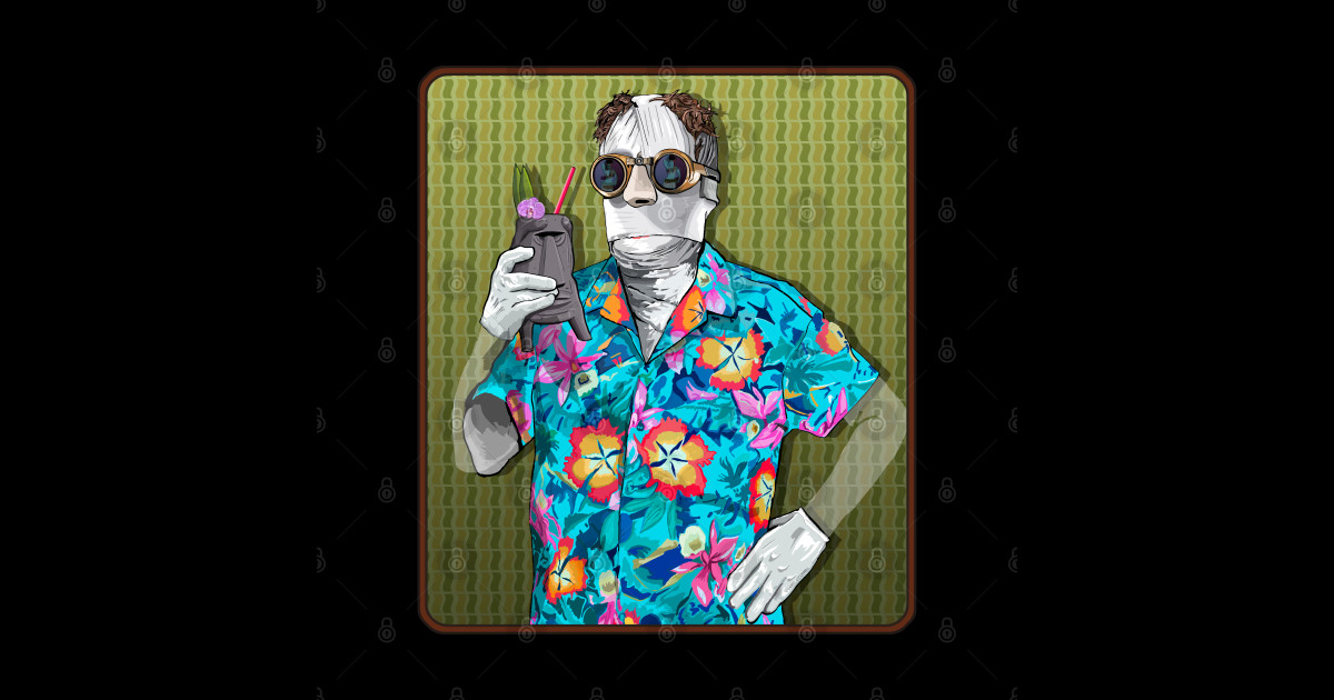 Tiki Invisible Man with thatch background - Tiki Bar Art - Sticker ...