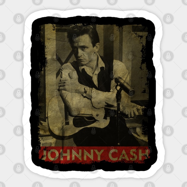 TEXTURE ART-Johnny Cash - RETRO STYLE - Texture Art - Sticker | TeePublic