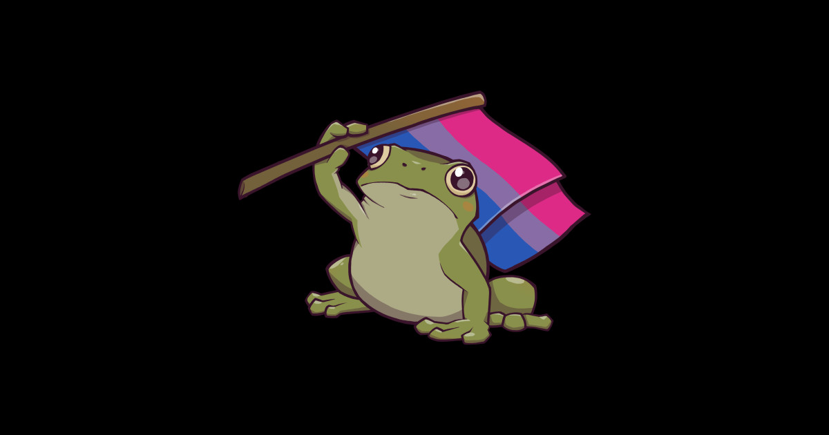 Bisexual Pride Flag-Holding Frog - Saltuurn - Sticker | TeePublic