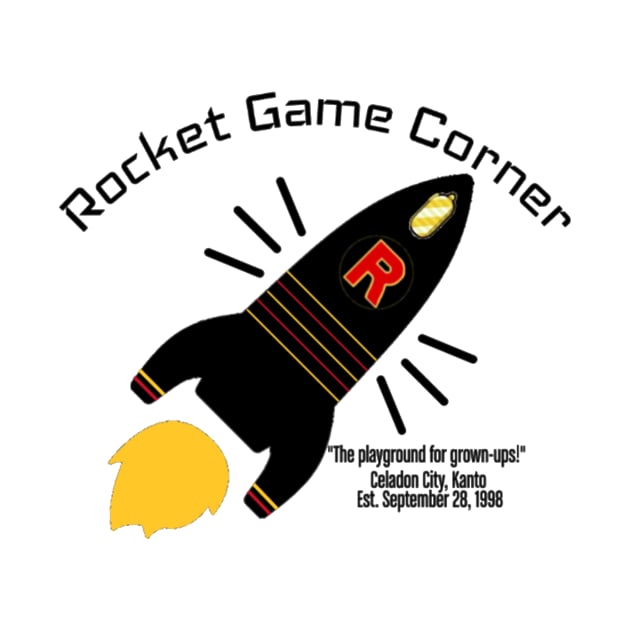 Rocket Game Corner T-Shirt in black lettering - Rocket - T-Shirt ...