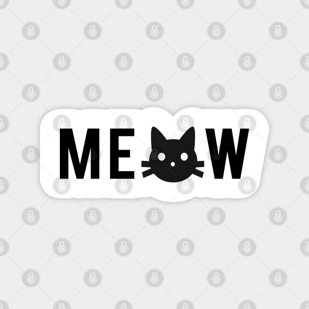 meow, text design, word art with black cat head - Cat - Magnet | TeePublic