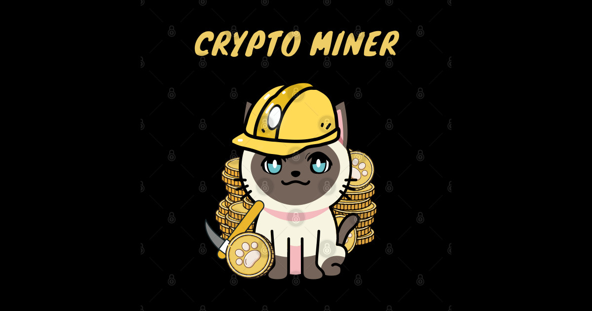 Cute Siamese cat is a crypto miner - Crypto Cat - Sticker | TeePublic
