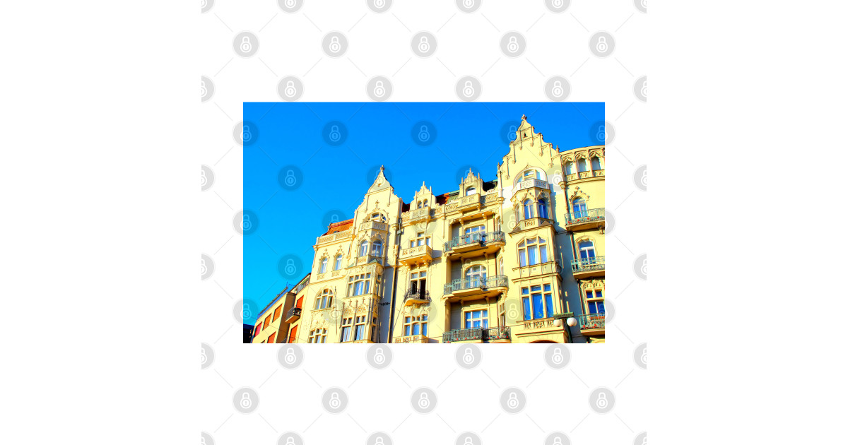 Art Nouveau building on Rasin Embankment in Prague, Czech Republic ...