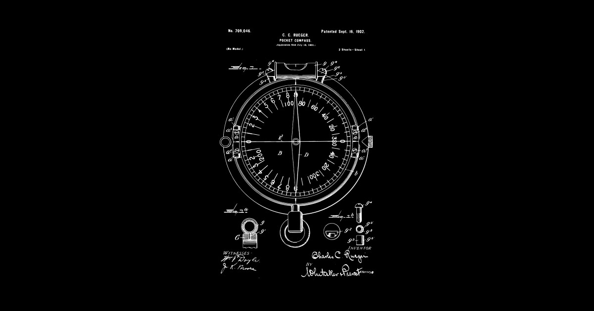 Pocket compass patent 1902 / compass blueprint - Pocket Compass ...