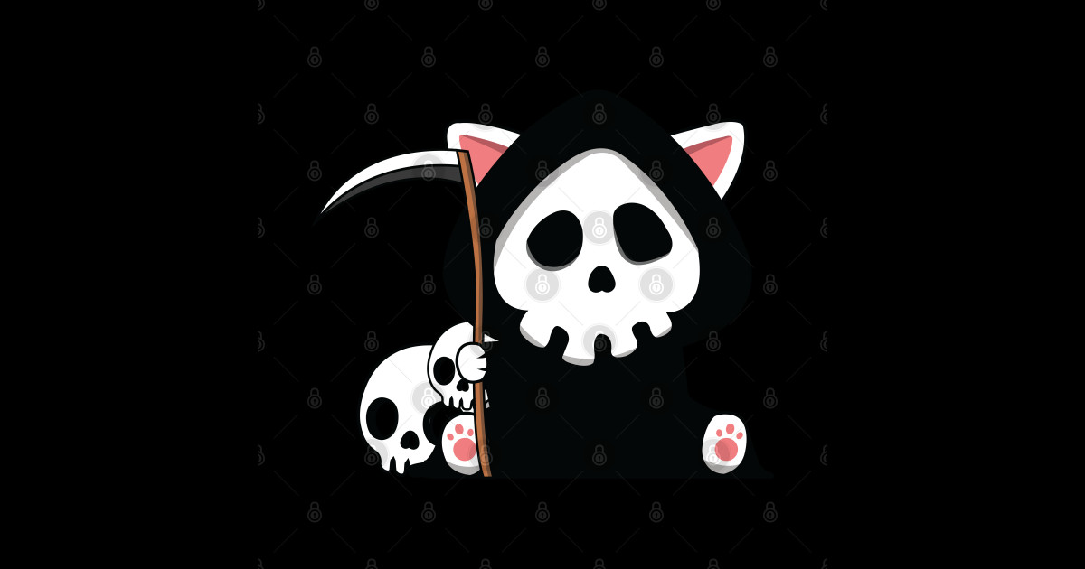 Cute Death Cat - Cat - Sticker | TeePublic