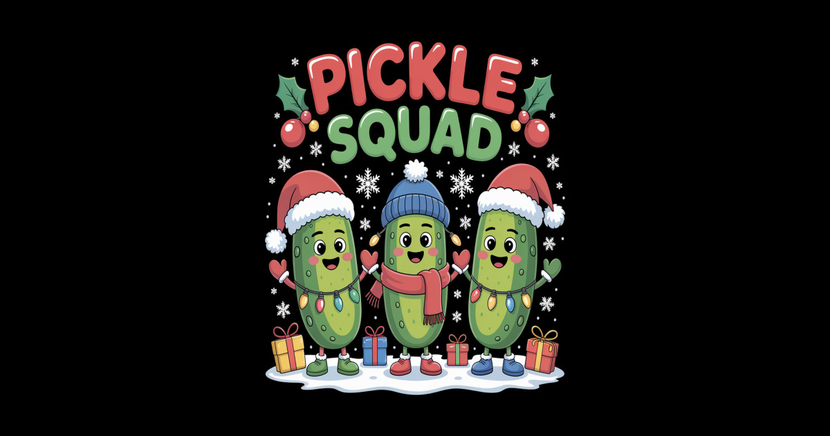 Pickle Christmas Squad Group Santa Reindeer Pickles Vegan - Pickle ...