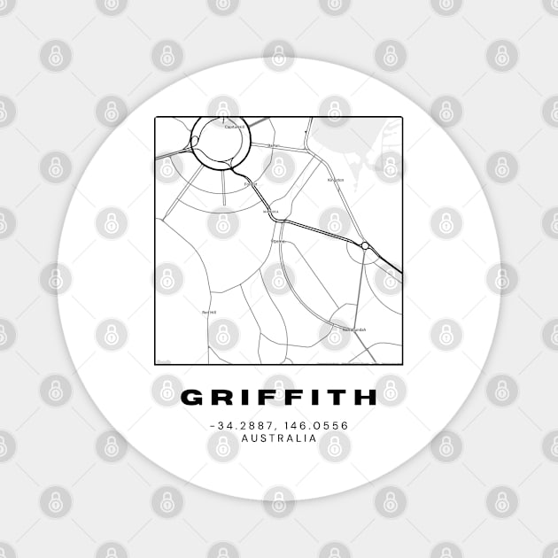 Minimalist Griffith Map with Coordinates | Black and White Design ...