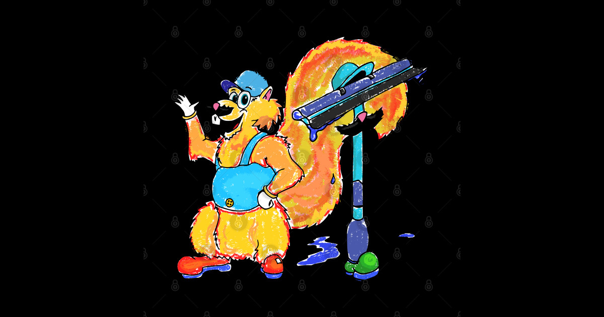 Window cleaning Squirrel and his squeegee - Squirrel - Sticker | TeePublic