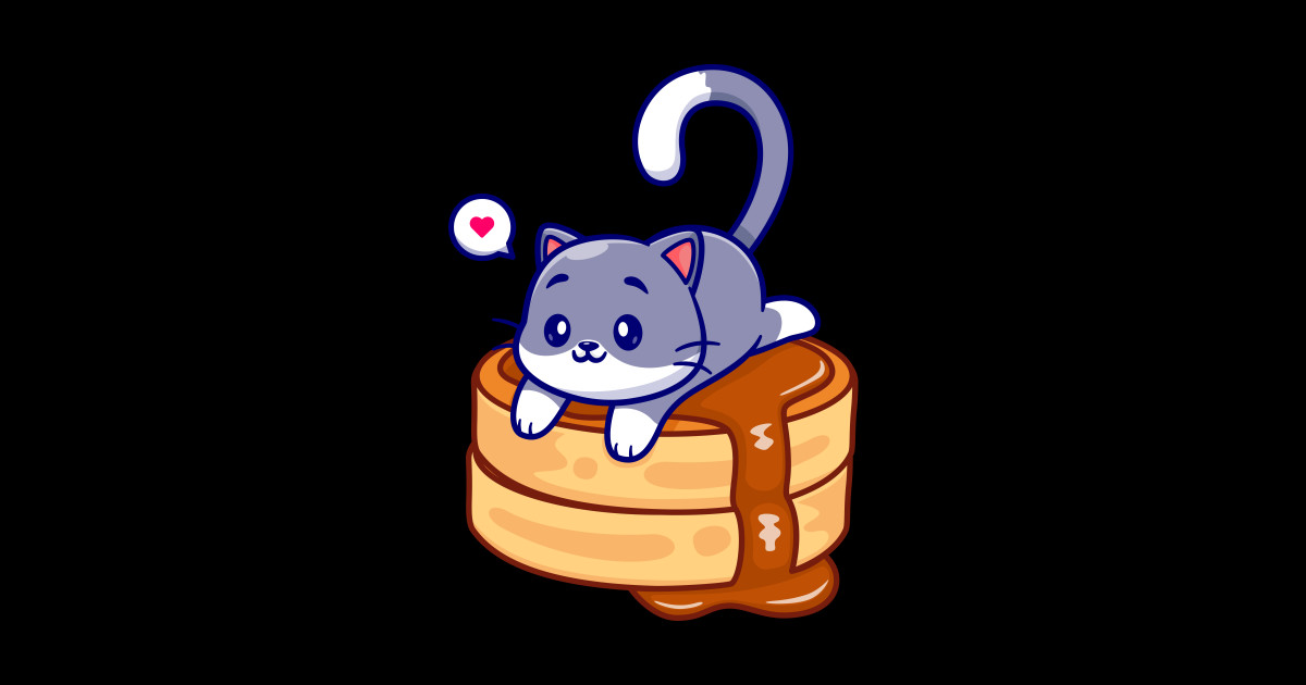 Cute Cat Laying On Pancake Cartoon - Cute Cat Laying On Pancake Cartoon ...