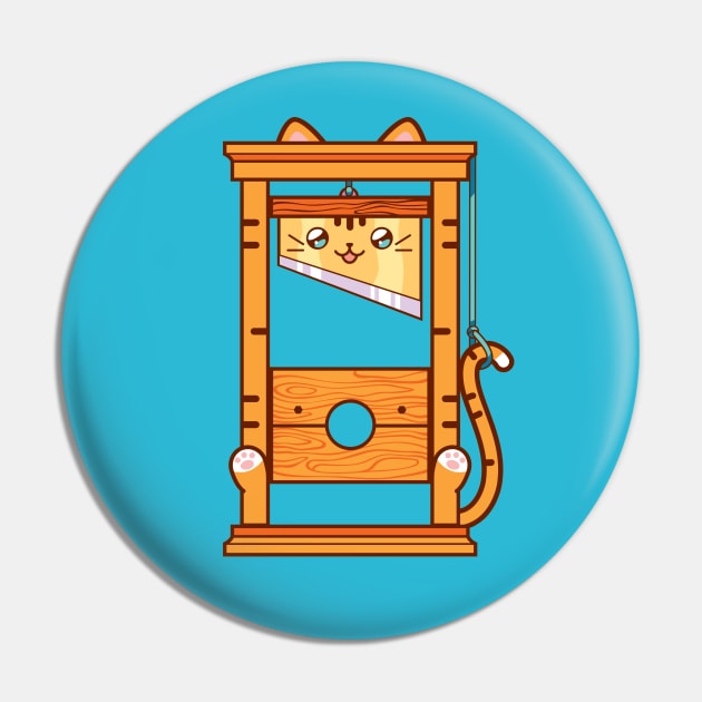 Kawaii Guillotine Kitty ~ Orange - Guillotine - Pin | TeePublic