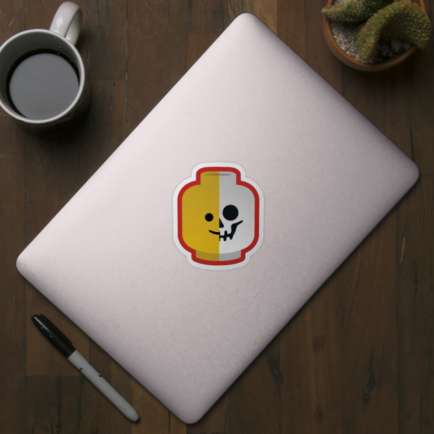Lego head Half skull - Lego - Sticker | TeePublic