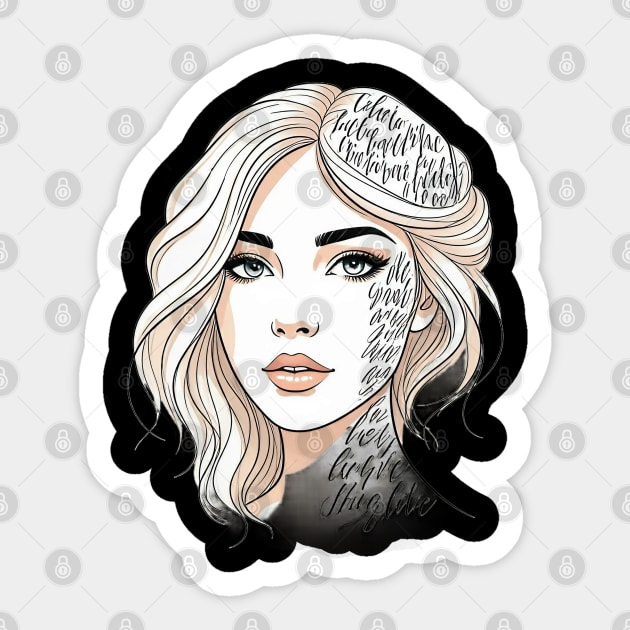 Girl Face Silhouette - Girl Face - Sticker | TeePublic