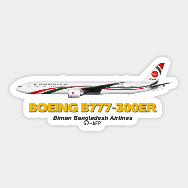 Boeing B777-300ER - Biman Bangladesh Airlines - B773er - Sticker ...
