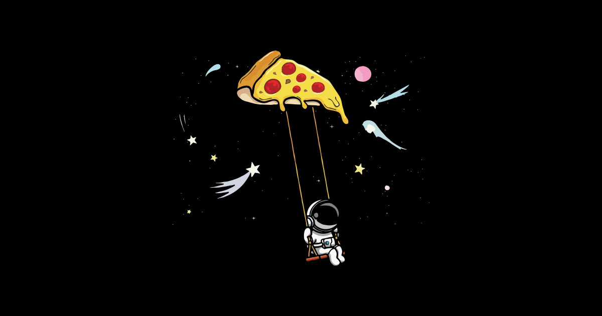 spaceman pizza slice fast food astronomy - Spaceman Pizza - Sticker ...