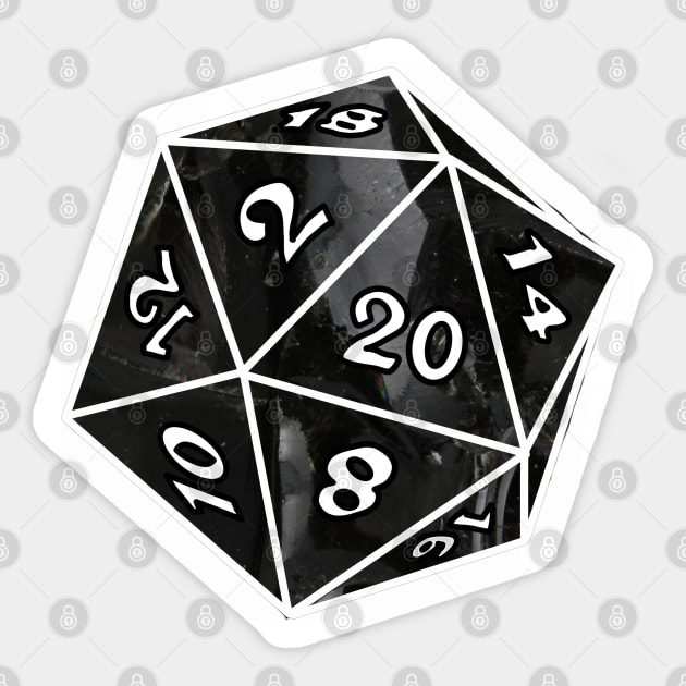 Obsidian D20 Dice - D20 Dice - Sticker | TeePublic