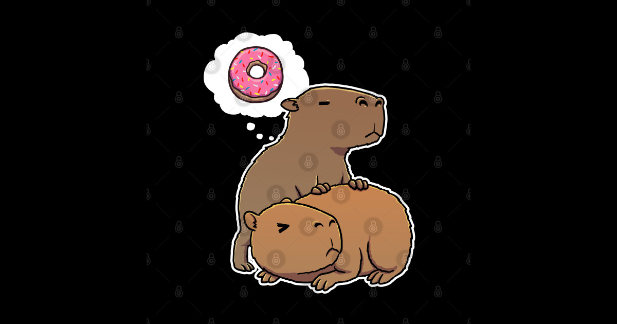 Capybara smell donut - Capybaras - Sticker | TeePublic