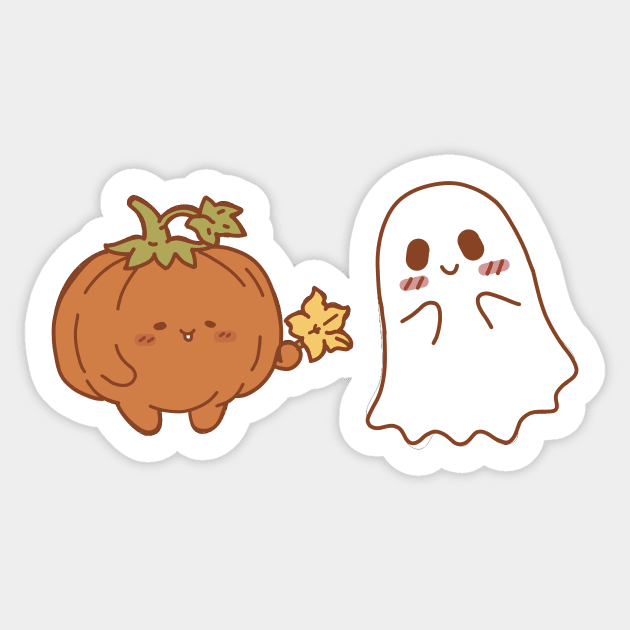 Pumpkin & Ghost Friends - Halloween - Sticker | TeePublic