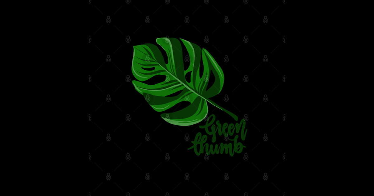 Green thumb + big tropical leaf - Green Thumb - Sticker | TeePublic