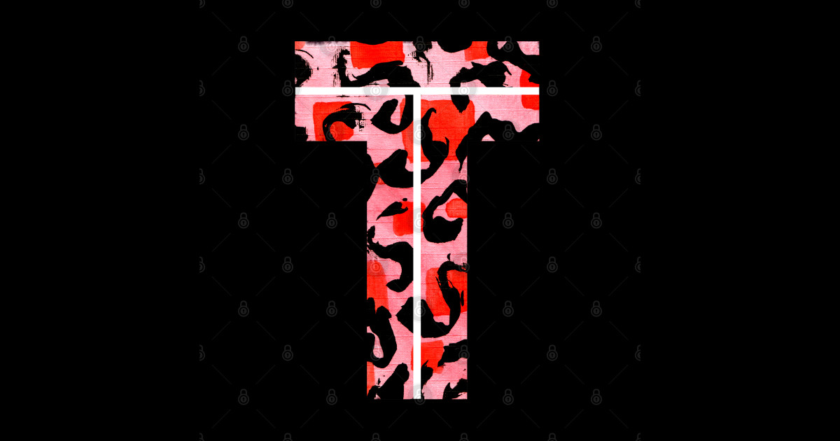 Letter T Watercolour Leopard Print Alphabet Red - Letter T - Sticker ...