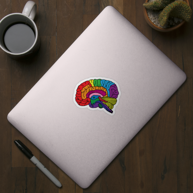 Rainbow Brain - Rainbow Brain - Sticker | TeePublic