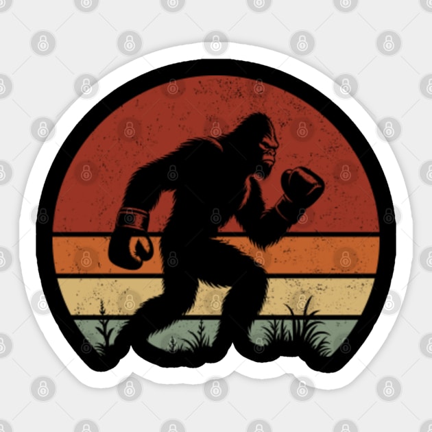 Bigfoot Sasquatch Boxer Vintage Distressed Sunset Boxing Lover ...