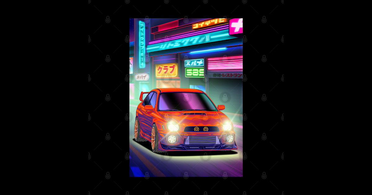 Red Subaru Impreza WRX BugEye Synthwave - Subaru Impreza - Posters and ...