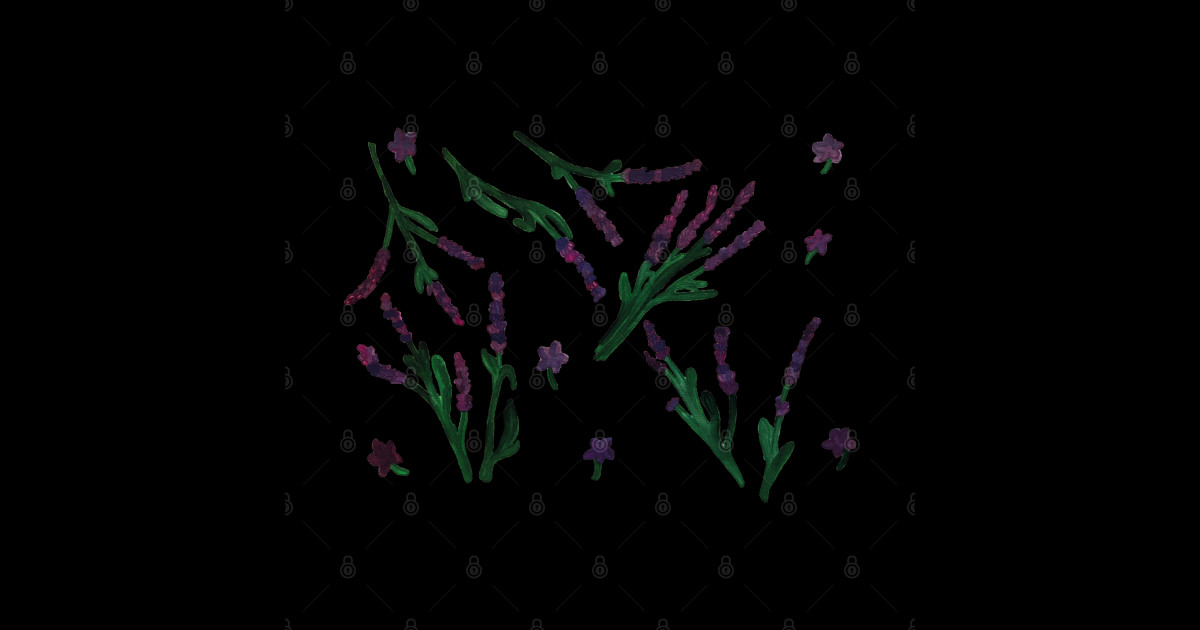 Lavender Painting with blue background - Lavender - Sticker | TeePublic