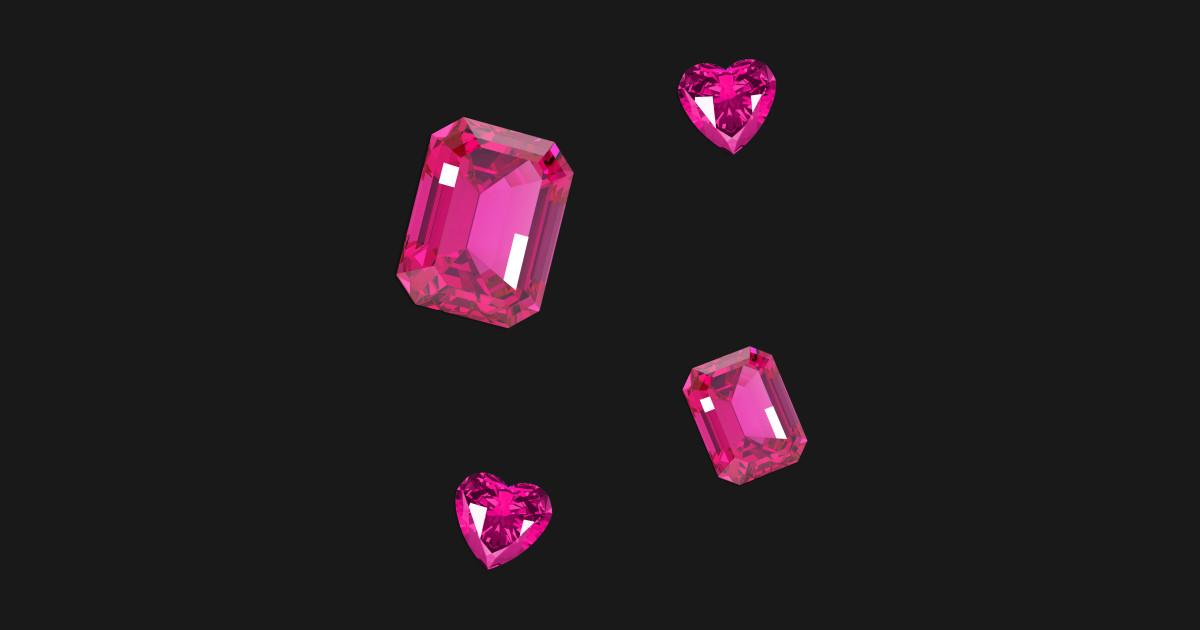 pink bedazzled gems heart shaped realistic sticker set - Pink - T-Shirt ...