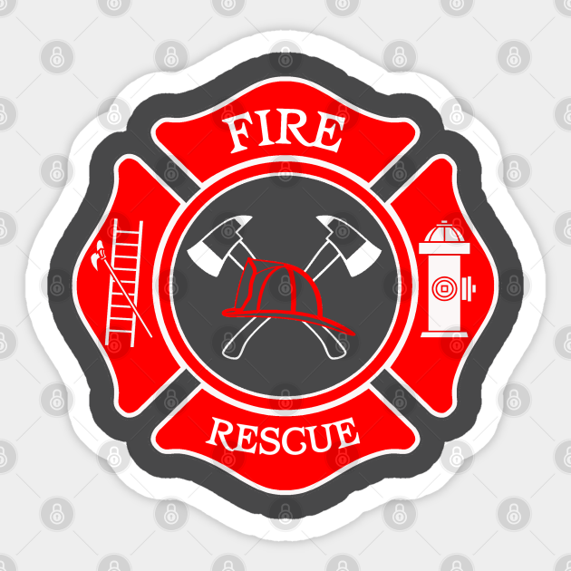 Fire Rescue maltese cross - Fire Rescue Maltese Cross - Sticker | TeePublic