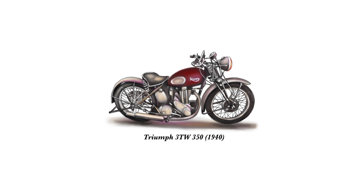Drawing of Retro Classic Motorcycle Triumph 3TW 350 1940 - Vintage ...