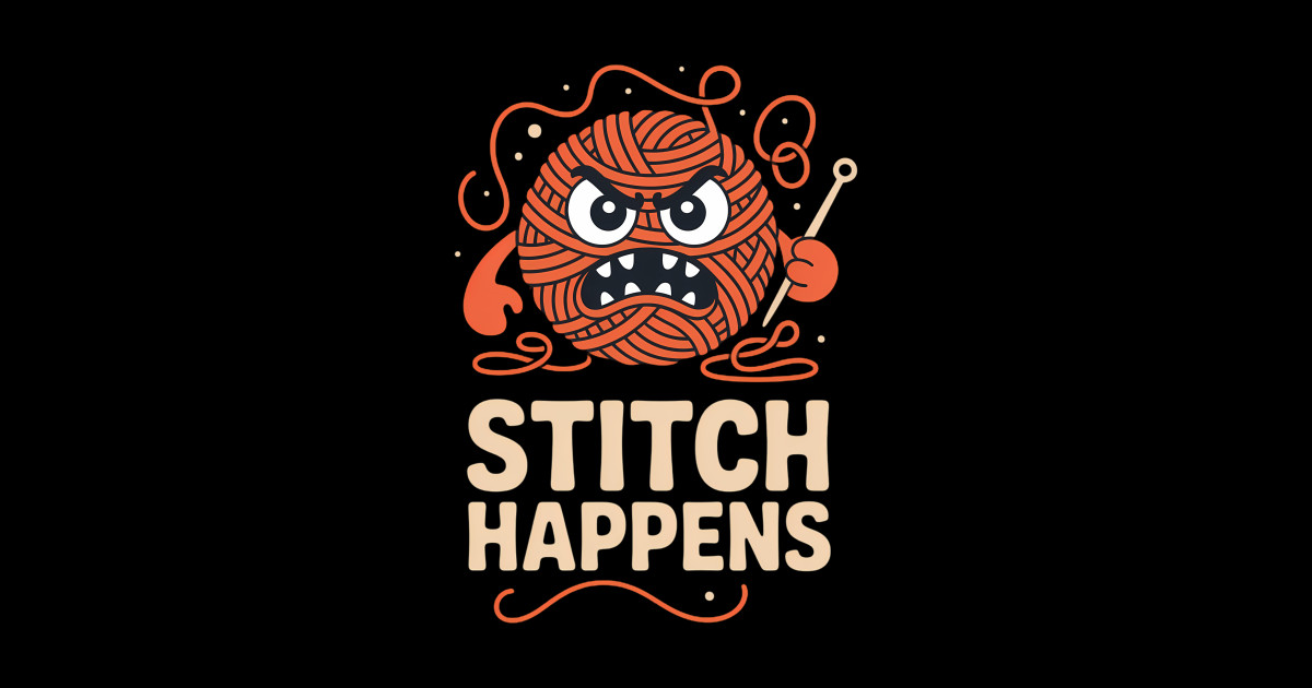 Funny Angry Yarn Ball Funny Crochet Meme - Funny Crochet Meme - Sticker ...