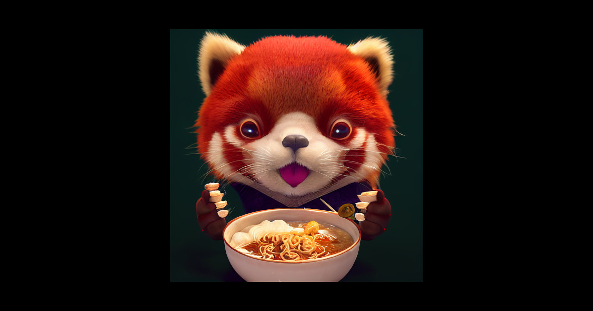 Kawaii Red Panda Eating Ramen - Japanese Food - Posters and Art Prints ...