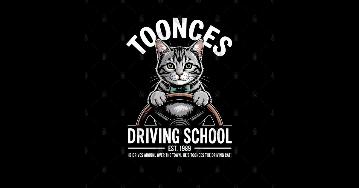 Funny Cat the Toonces Driving School - Toonces Driving School - Sticker ...