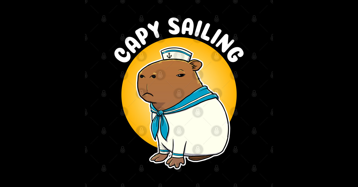 Capy Sailing Cartoon Capybara Sailor - Sailing - Sticker | TeePublic