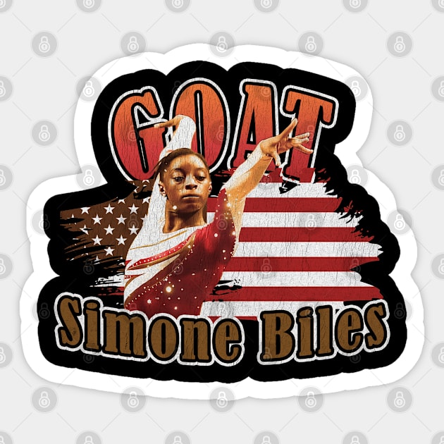 The GOAT // Simone Biles // Vintage - Gymnastics - Sticker | TeePublic