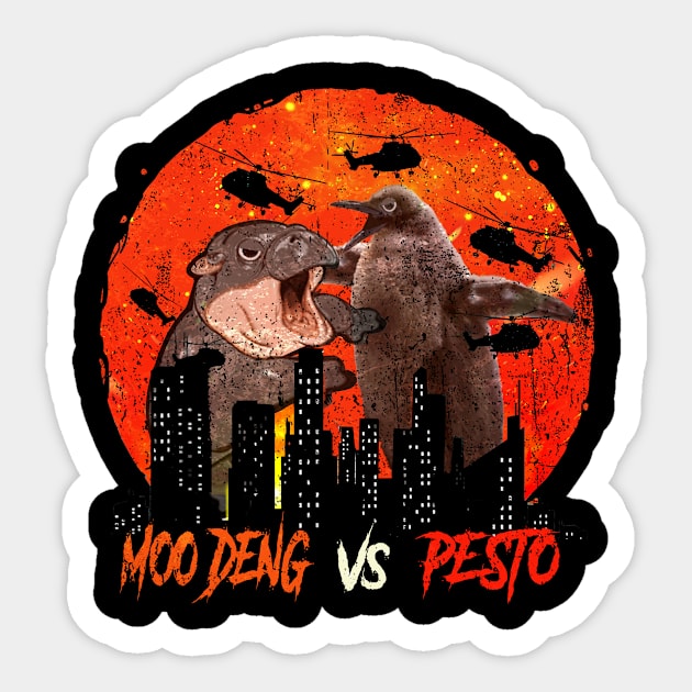Moo Deng vs Pesto Battle - Moo Deng Vs Pesto - Sticker | TeePublic