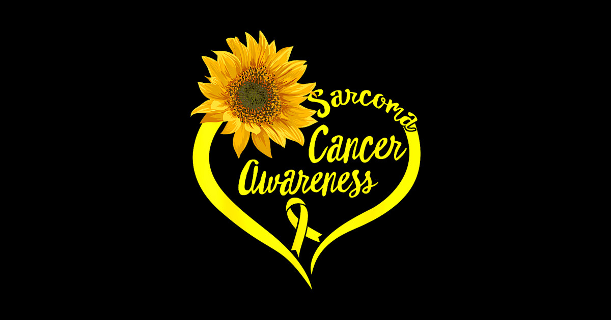 Sarcoma Cancer Awareness Wear Yellow Ribbon Sunflower Heart - Sarcoma ...