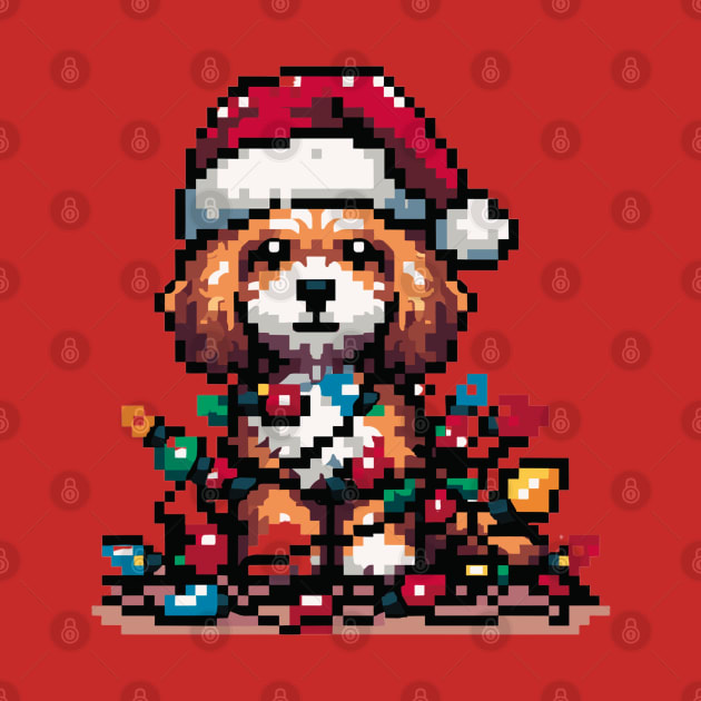 Cavapoo Tangled In Christmas Lights - Pixel Art - Christmas Pixel Art ...