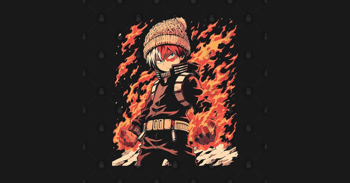 Shoto Todoroki with Fire Flames - Shoto Todoroki - T-Shirt | TeePublic