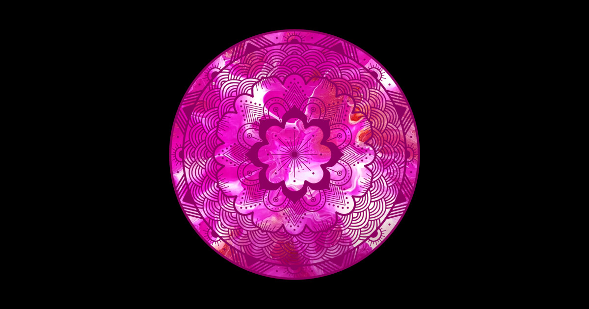 Hot Pink Paint Pour Mandala - Mandala - Magnet | TeePublic